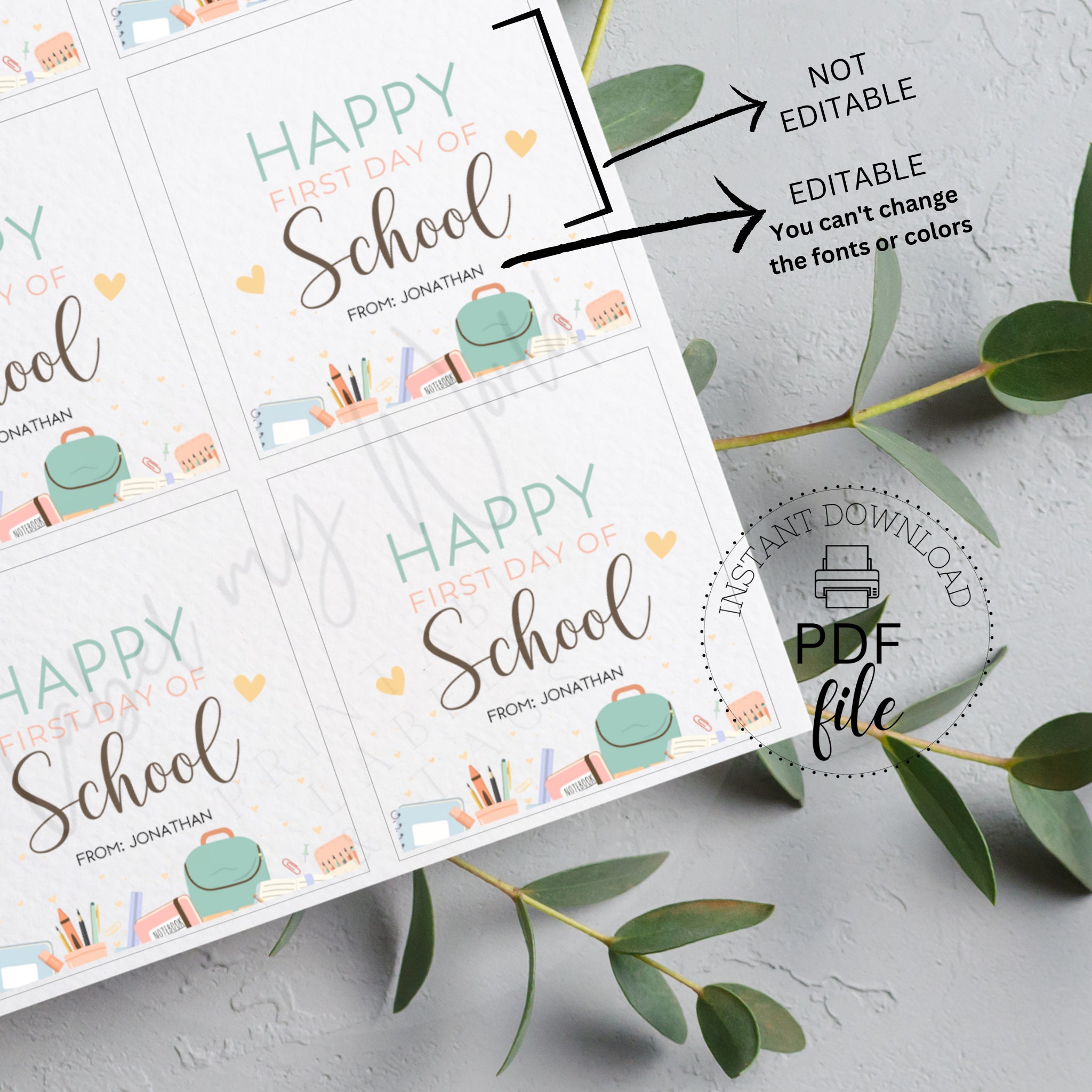 Happy First Day of School Tag Printable - Etsy