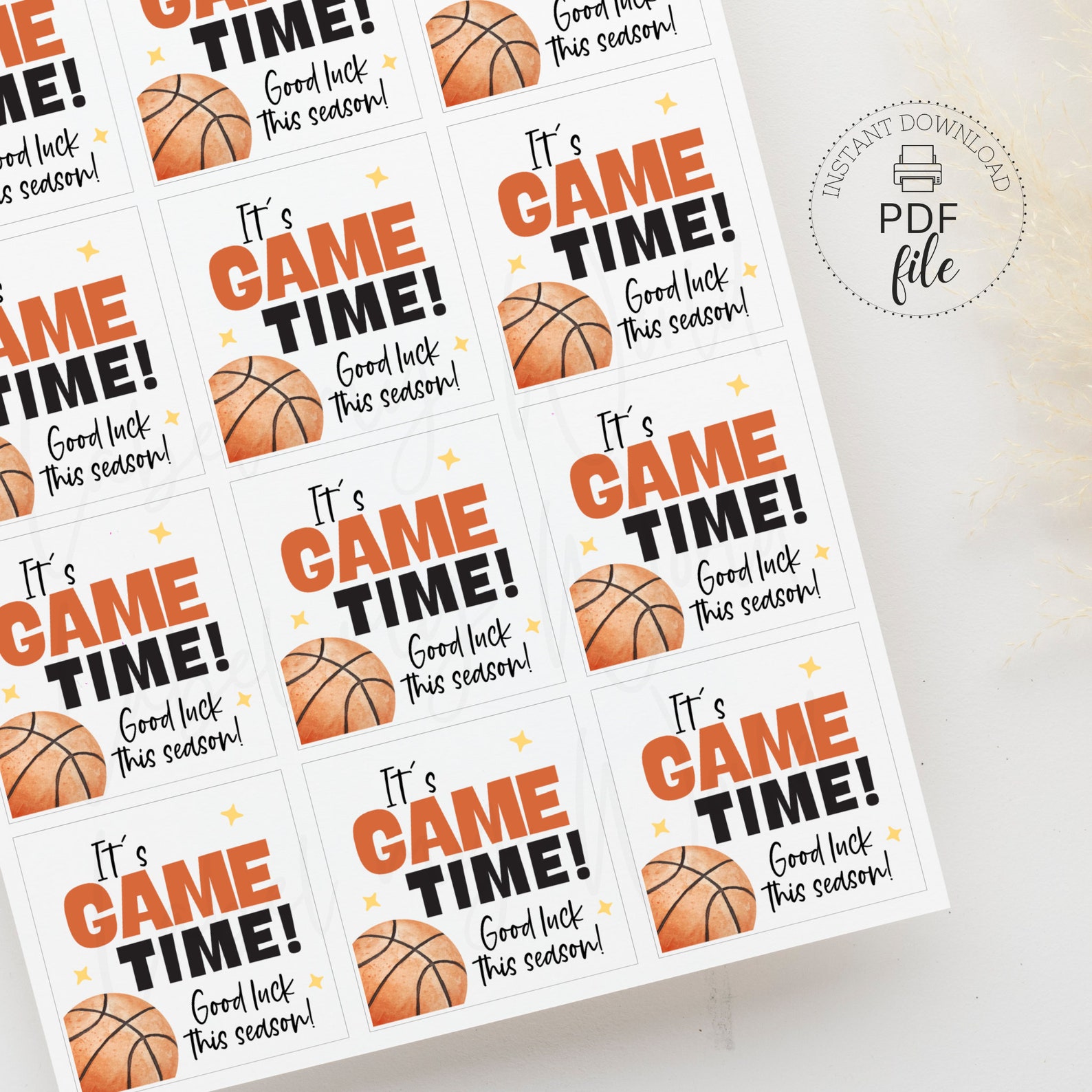 Basketball Good Luck This Season Tags | Printable It's Game Time Gift ...