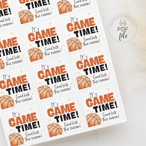 Basketball Good Luck This Season Tags | Printable It's Game Time Gift ...