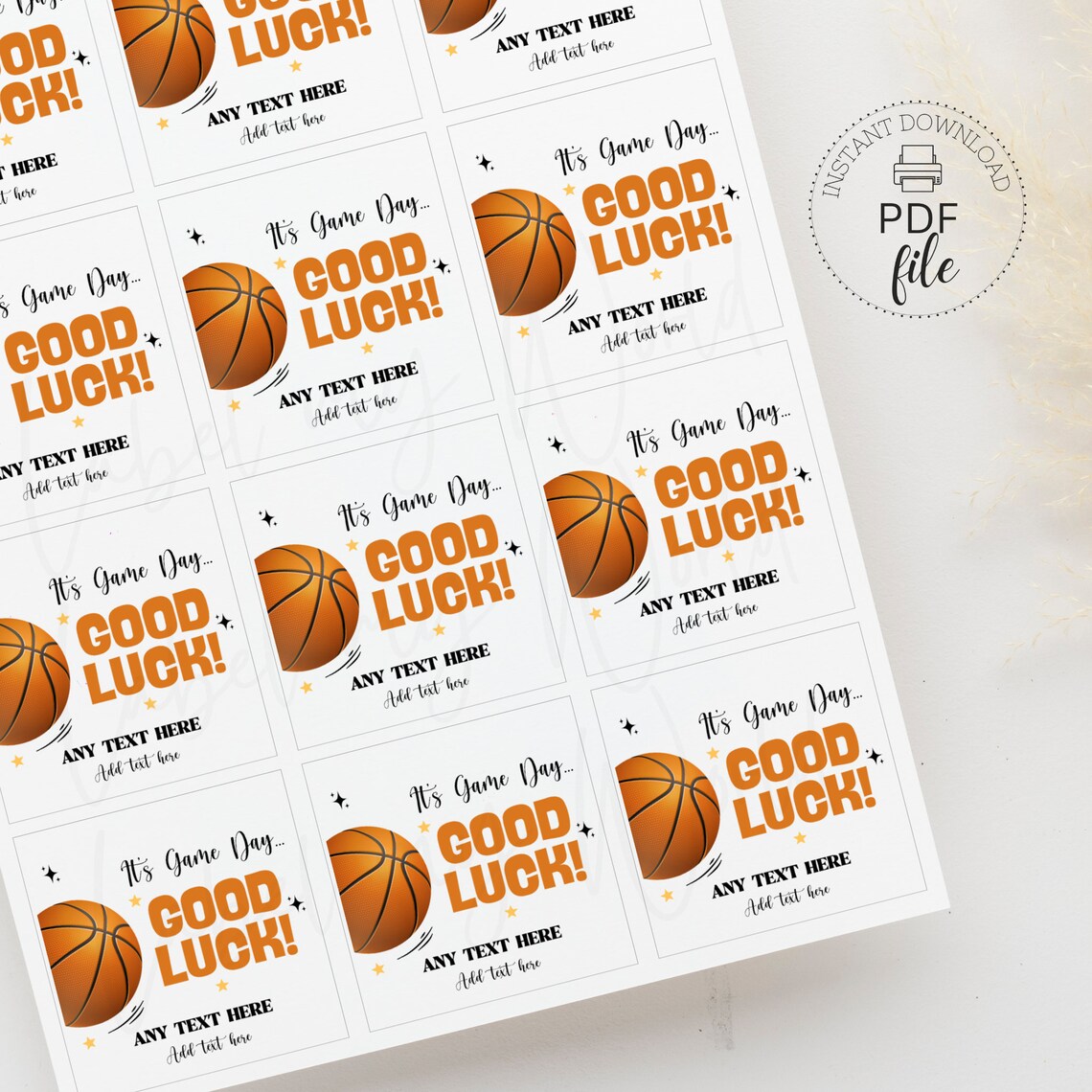 Basketball Good Luck Printable Tags | Personalized Cheer Team Gift Tag ...
