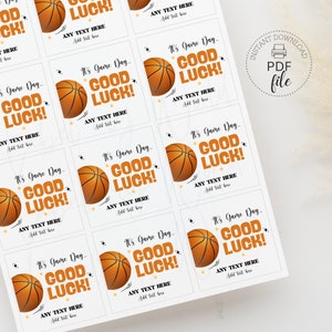 Basketball Good Luck Printable Tags | Personalized Cheer Team Gift Tag ...