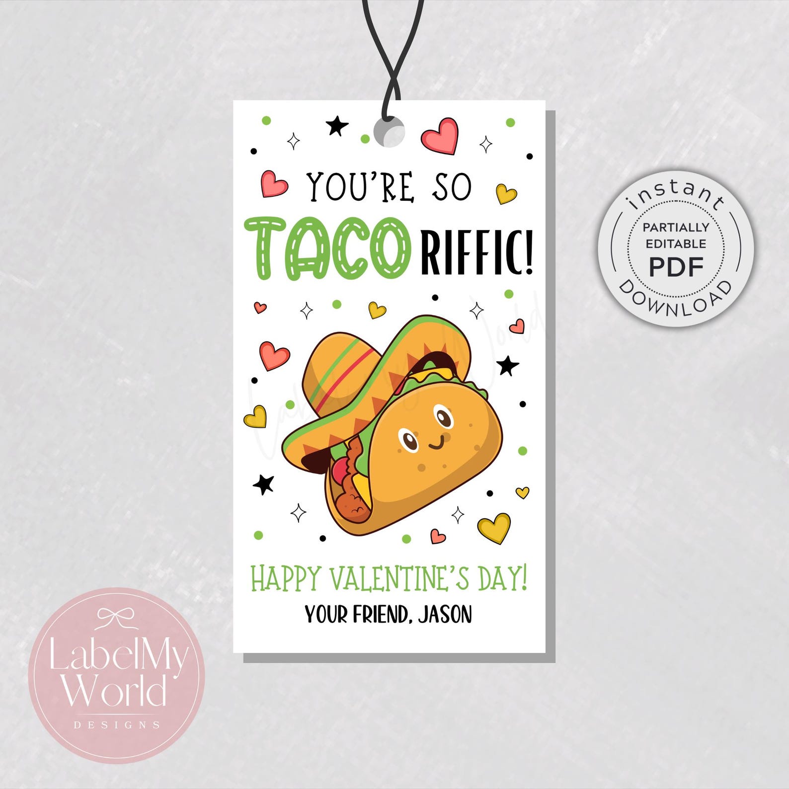 Printable Taco Valentine Cards, Classroom Mexican Food Valentine's Day ...