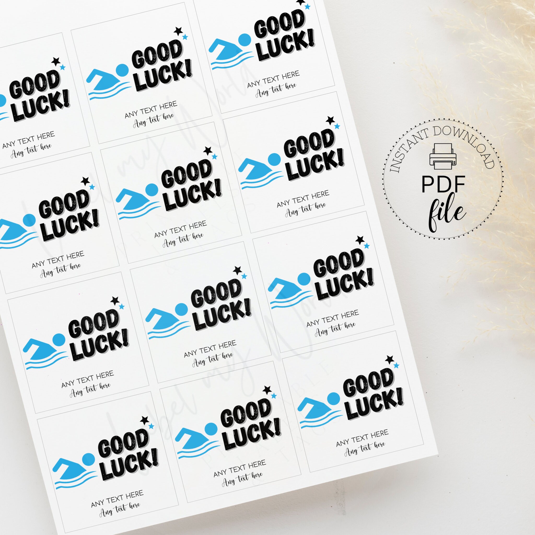 Swim Team Treat Tags Printable Good Luck Tags - Etsy