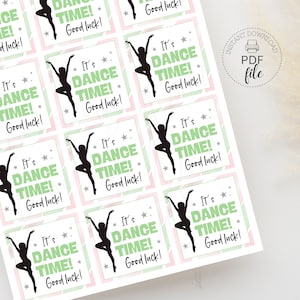 Dance Good Luck Gift Tags, Printable It's Dance Time Good Luck Favor ...