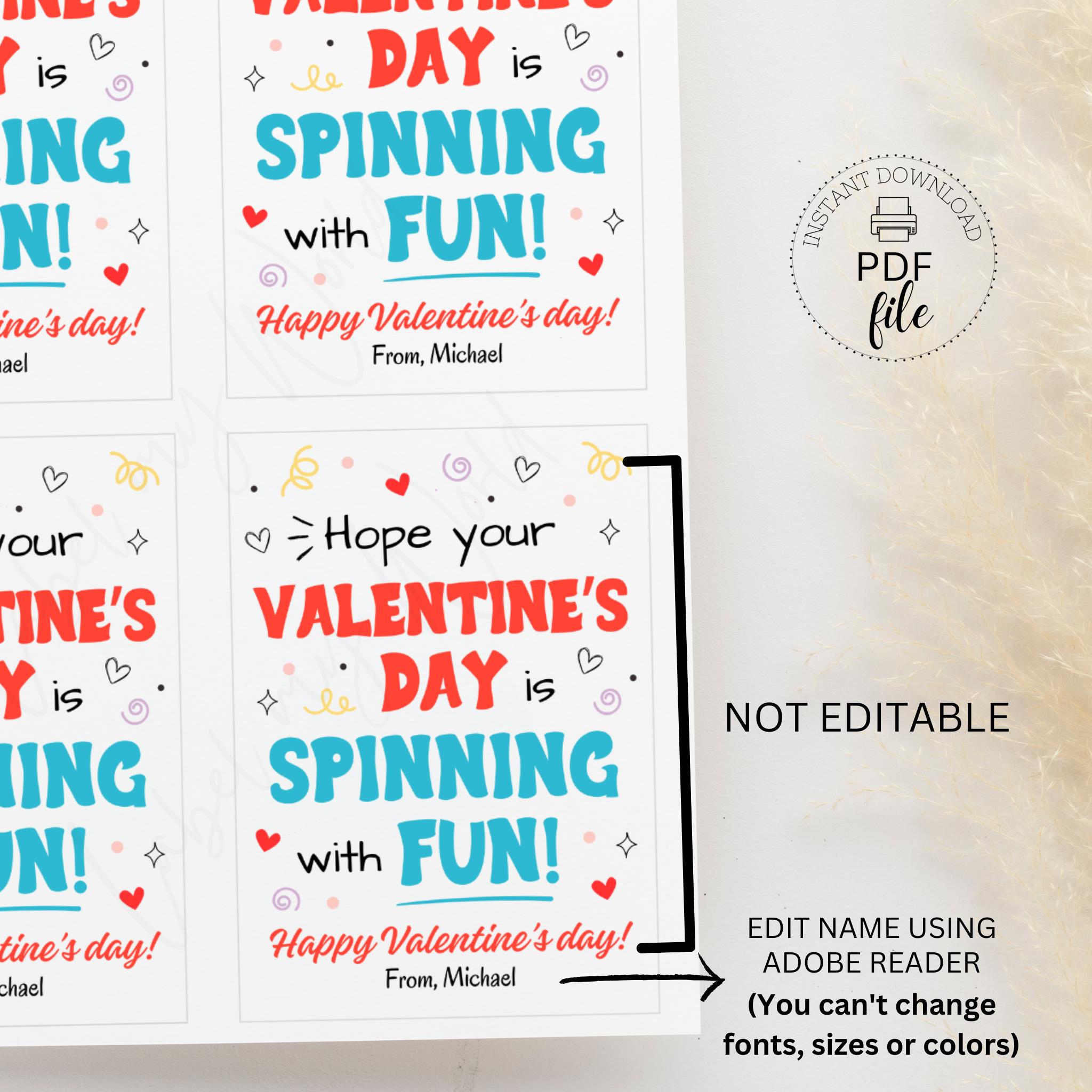 Printable Fidget Spinner Gift Tag, Hope Your Valentine's Day is ...