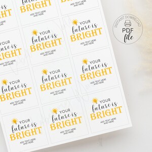Your Future is Bright Gift Tag | Printable Graduation Party Favor Tag ...