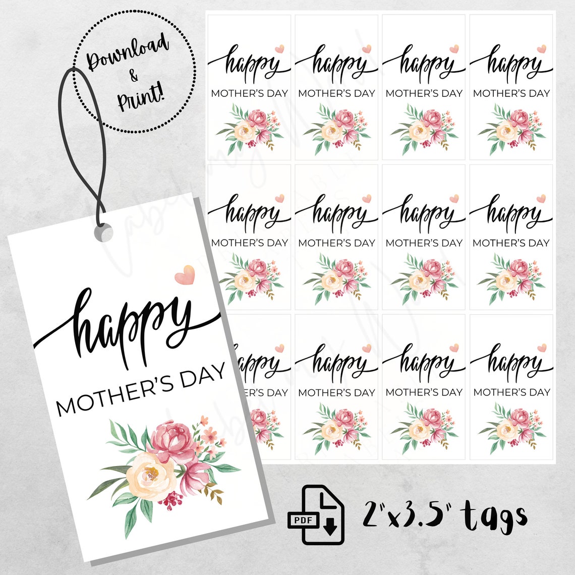 Happy Mother's Day Printable Gift Tag | Mother's Day Floral Template ...