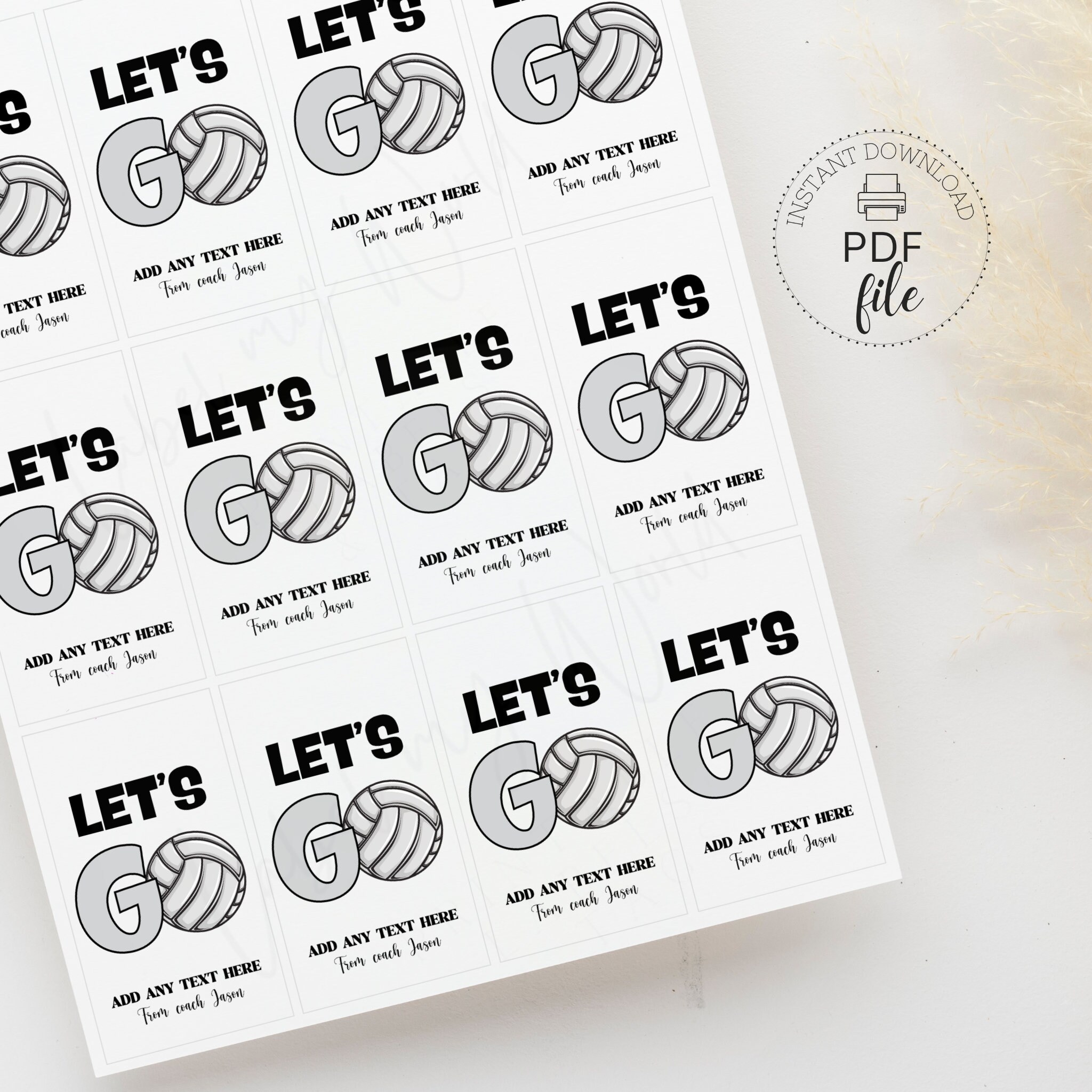 Volleyball Team Let's Go Tag Printable Volleyball Good Luck Game Day ...