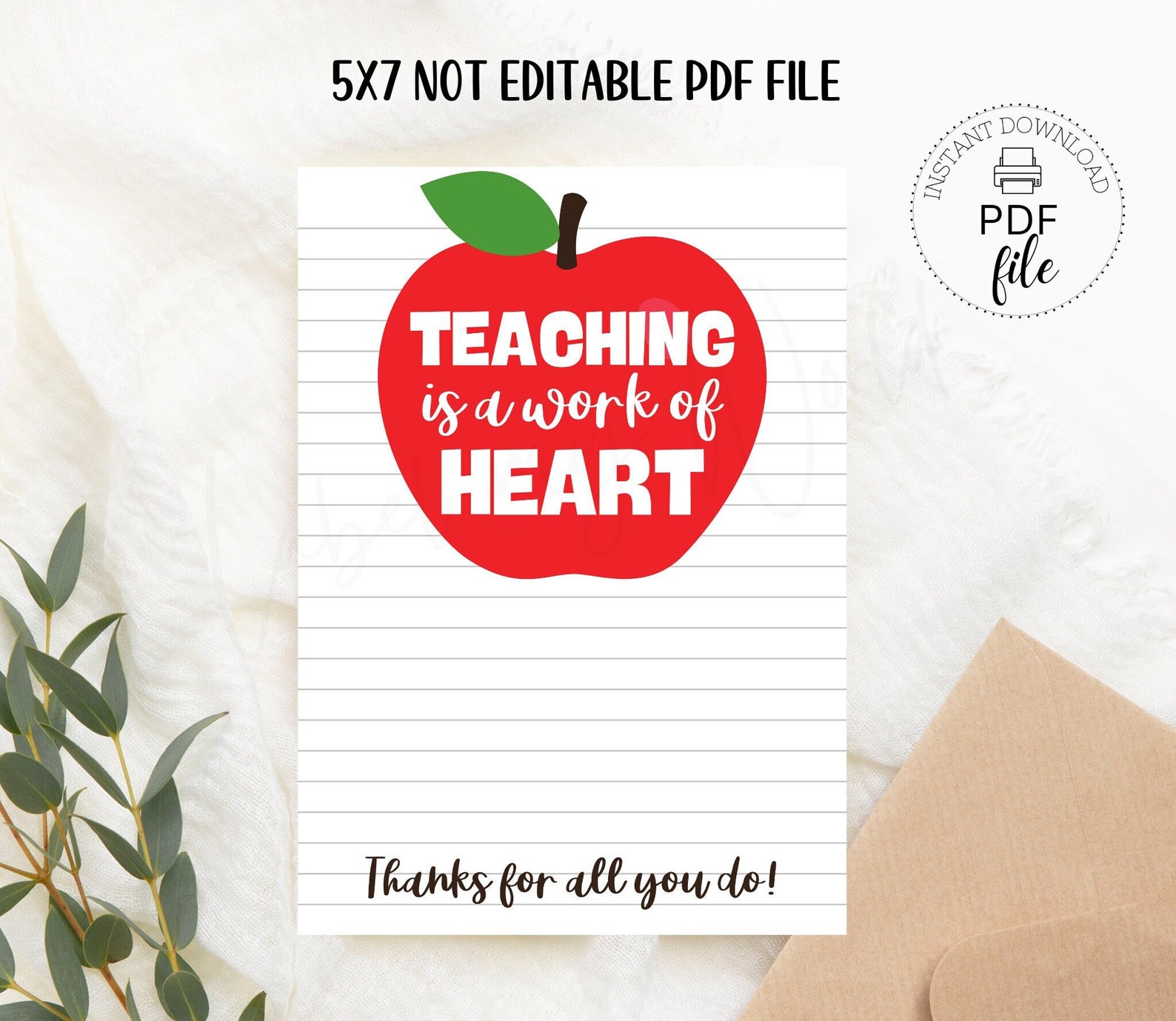 Teacher Appreciation Gift Card Holder Template, Printable Teaching is a ...