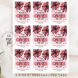 Printable Valentine Cheer Gift Tag, You Always Cheer Me up Tags ...