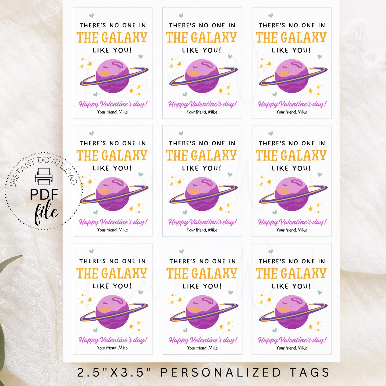 Printable Outer Space Valentine Gift Tag, There's No One in the Galaxy ...
