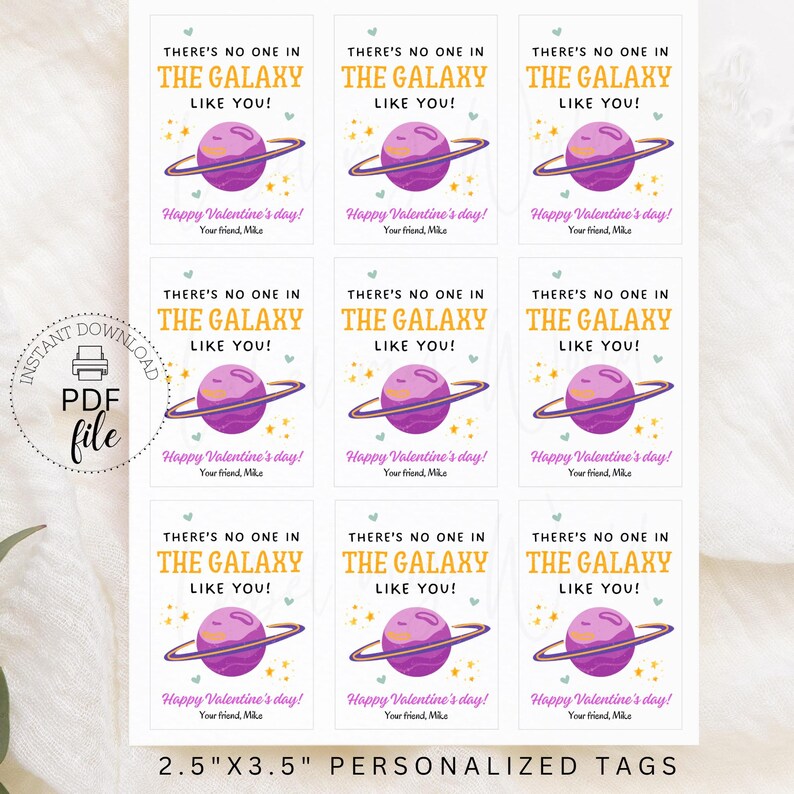 Printable Outer Space Valentine Gift Tag, There's No One in the Galaxy ...