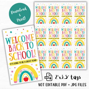 Welcome Back to School Printable Sign + Gift Tag, Teacher School Staff ...
