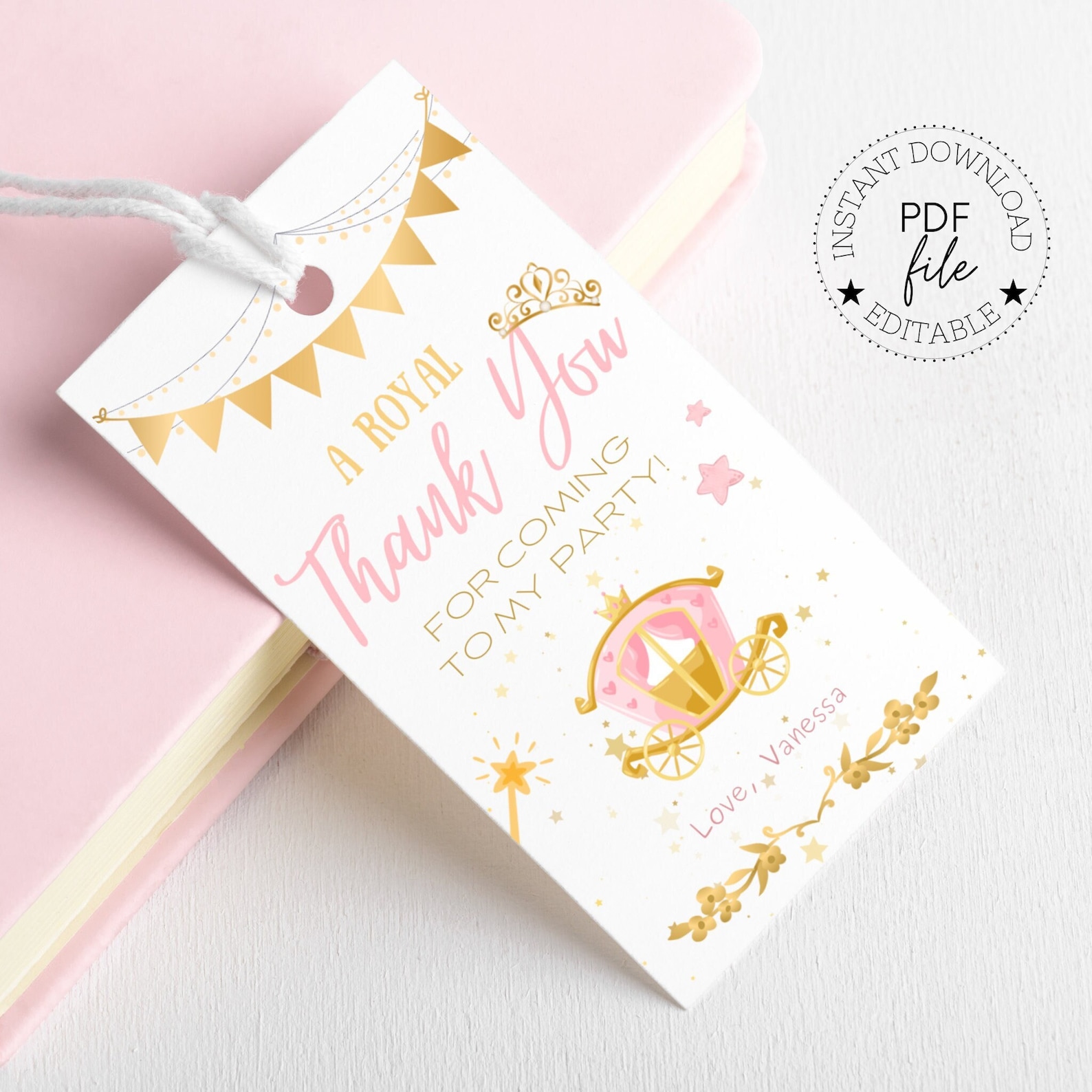 A Royal Thank You for Coming to My Party Editable Tag Printable ...