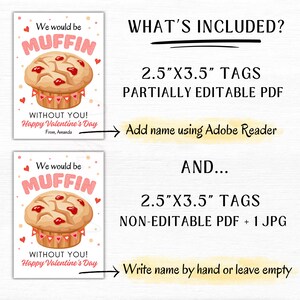 Printable Valentines Muffin Gift Tag, Personalized We Would Be Muffin ...