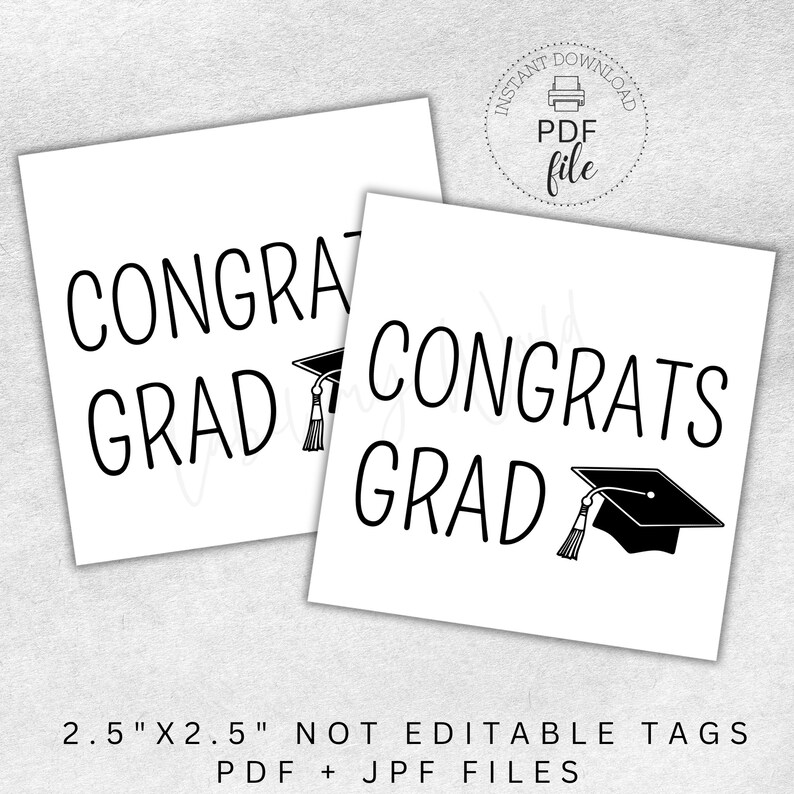 Congrats Grad Gift Tag | Printable Graduation Party Favor Tag Template ...
