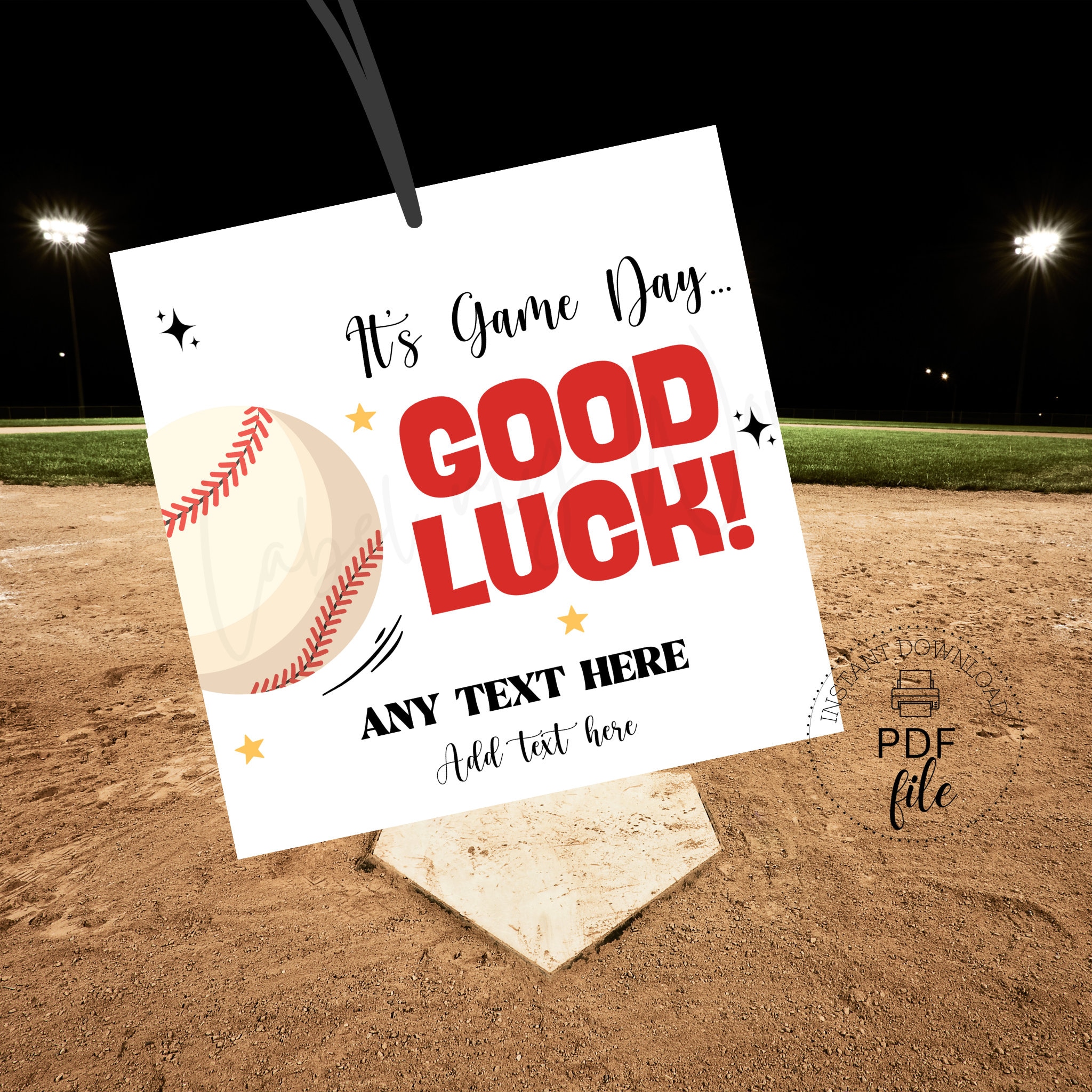 Baseball Good Luck Printable Tags | Personalized Cheer Team Gift Tag ...