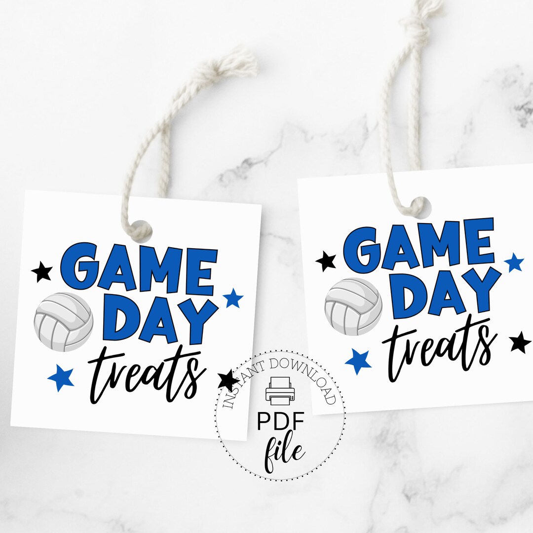 Volleyball Game Day Tags Game Day Treats Square Hang Tags Printable ...