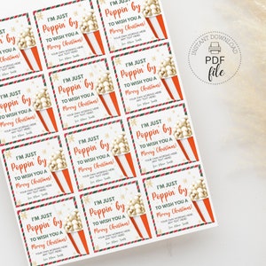 Christmas Popcorn Appreciation Gift Tags | Printable Just Poppin' by ...