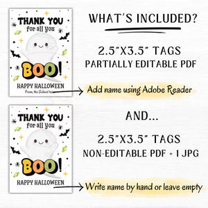 Printable Ghost Halloween Treat Tag, Thank You for All You BOO Happy ...