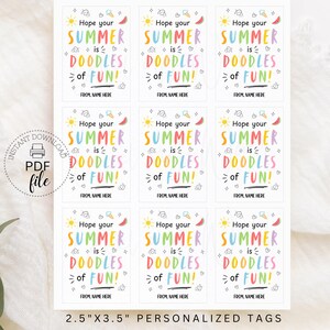 Magnetic Drawing Board Printable Gift Tag, Hope Your Summer is Doodles ...
