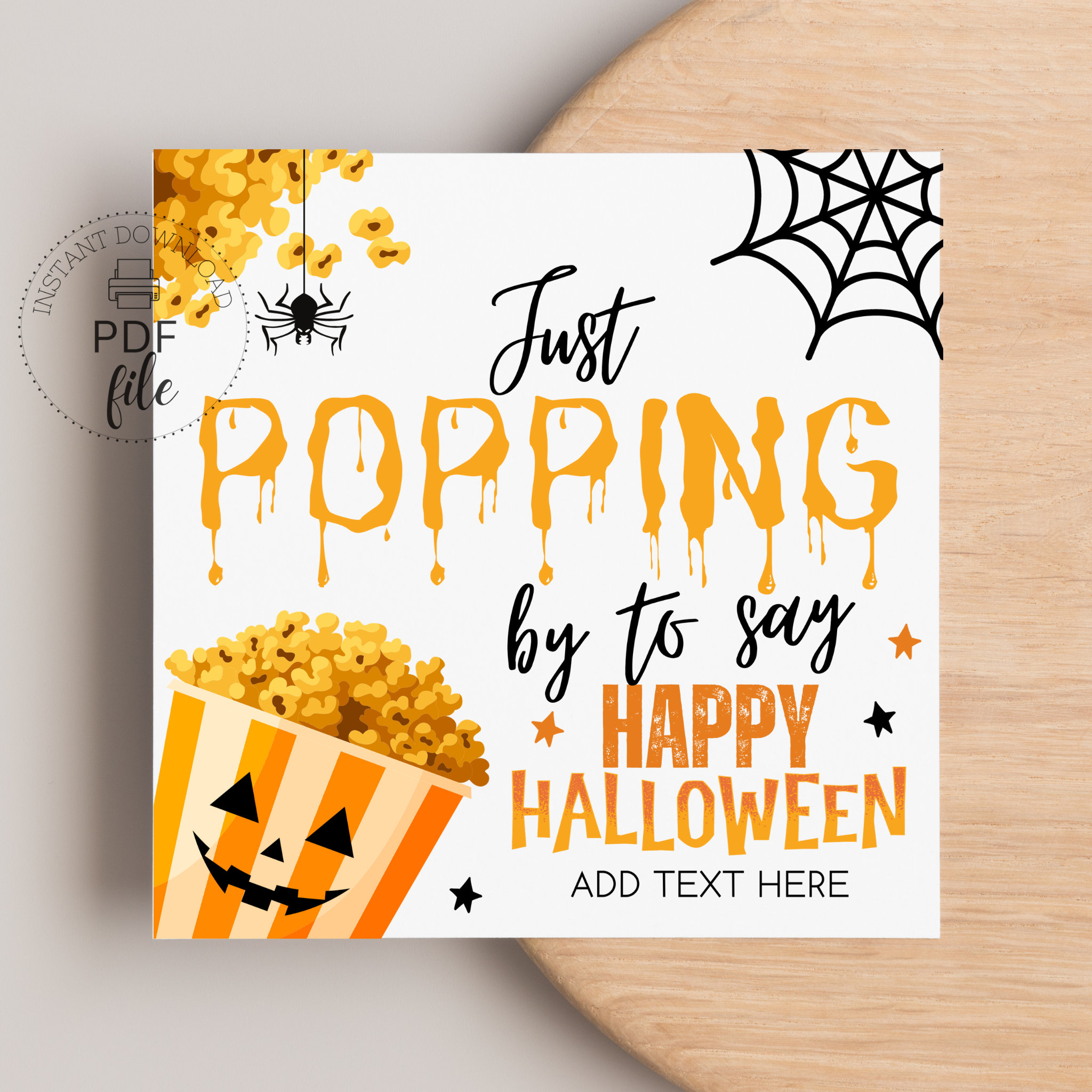 Printable/editable Just Popping by to Say Happy Halloween Gift - Etsy