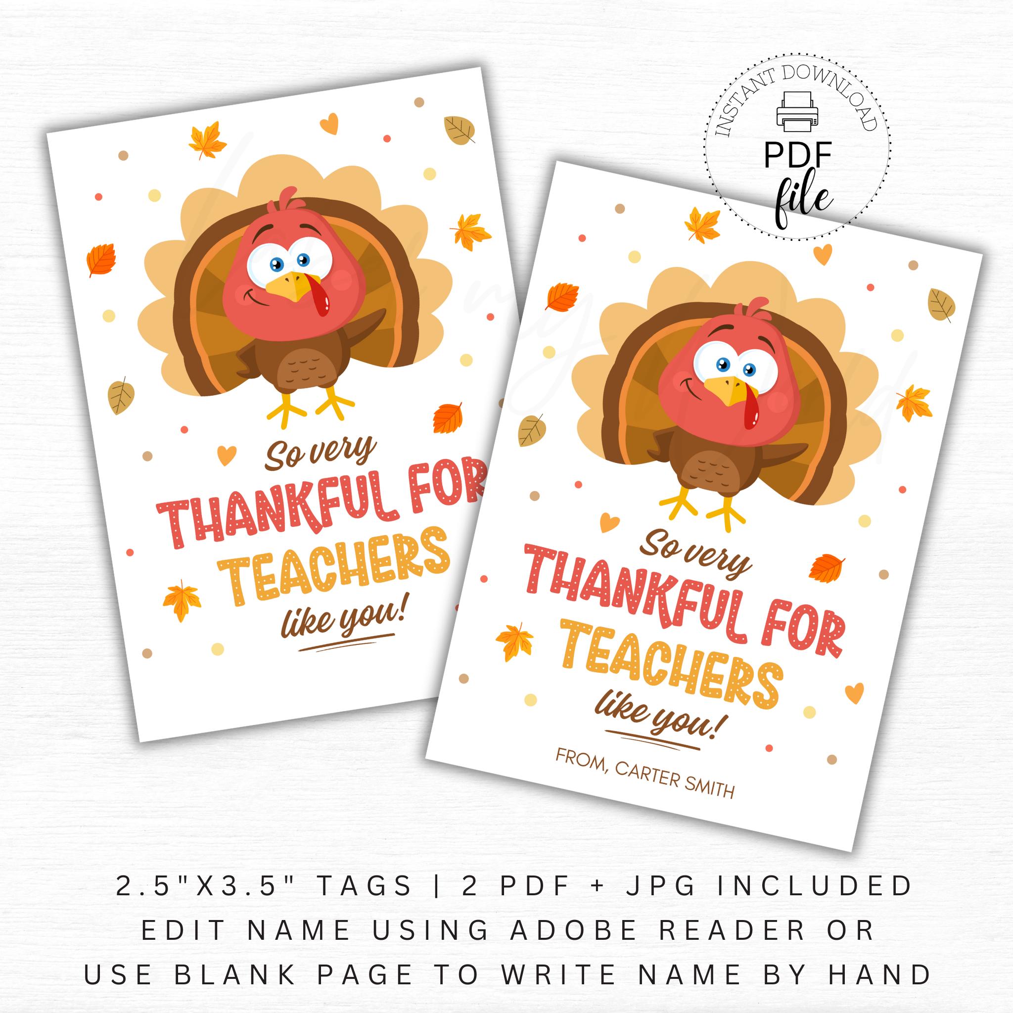 Printable Thankful for Teachers Like You Gift Tag, Personalized Happy ...