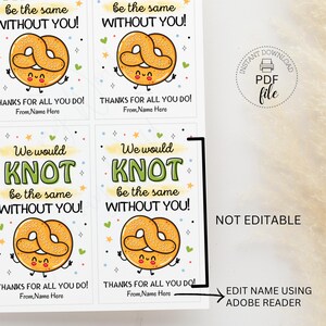Printable Employee Appreciation Pretzel Gift Tag, Personalized We Would ...