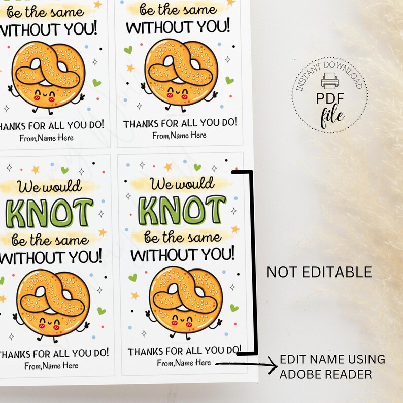 Printable Employee Appreciation Pretzel Gift Tag, Personalized We Would ...