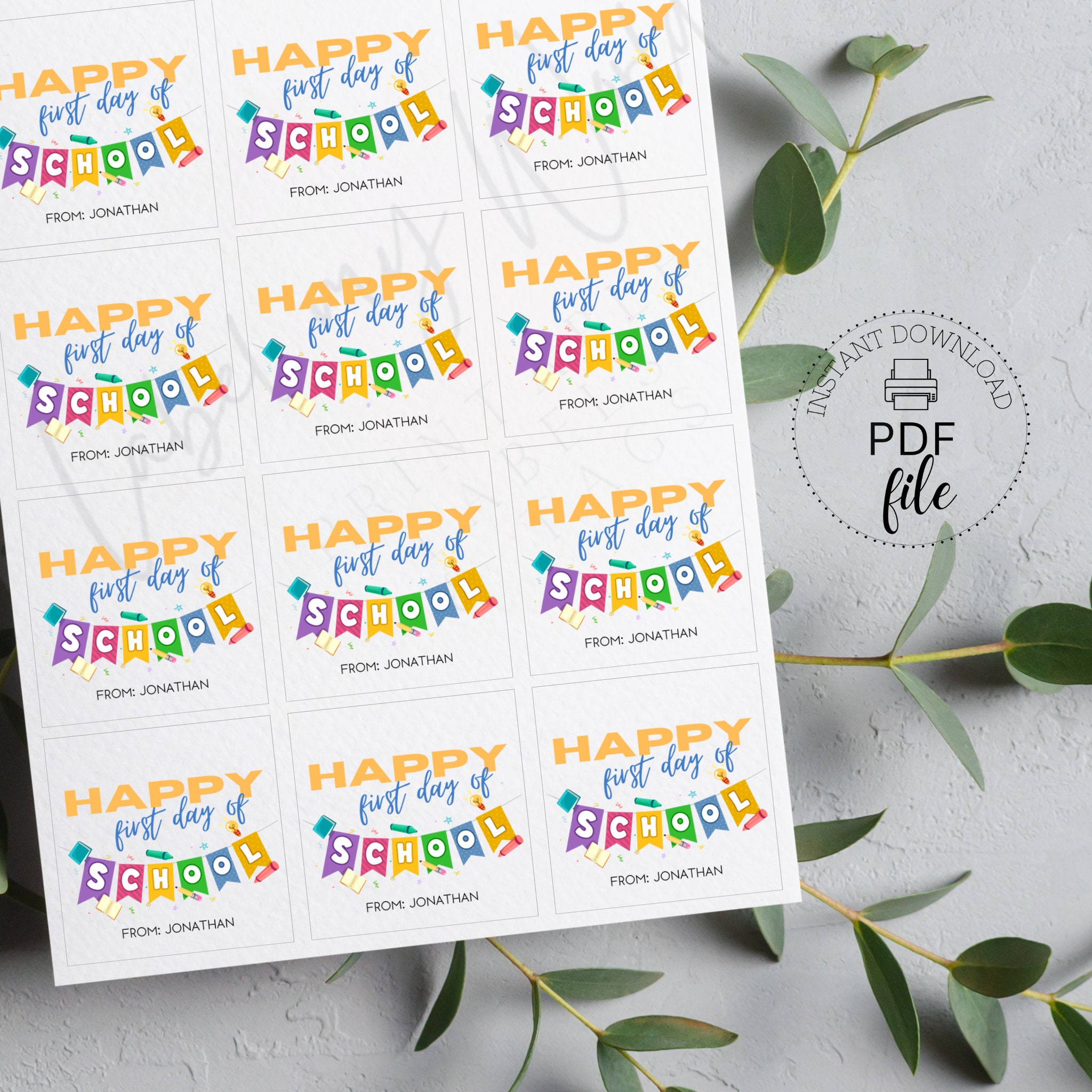 Happy First Day of School Tag Printable - Etsy