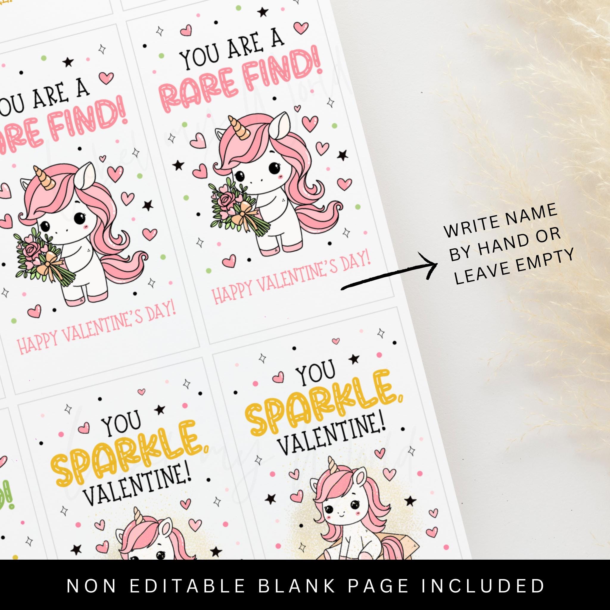 Printable Unicorn Valentine Cards, Classroom Magical Unicorn Valentine ...