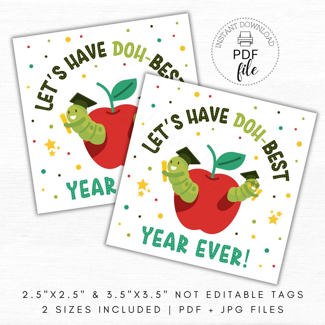 Back to School Playdough Printable Gift Tag, Let's Have Doh-best Year ...