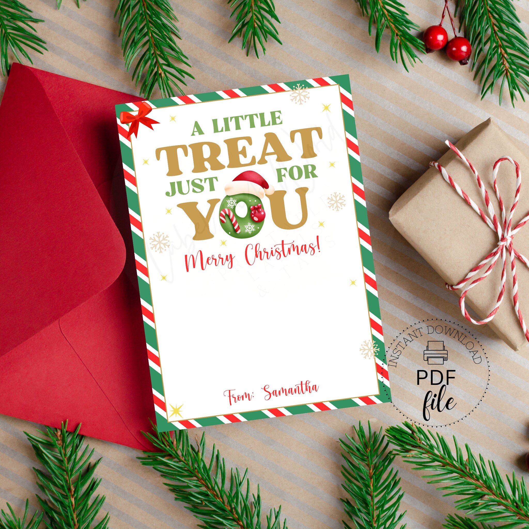 Printable Christmas Treat Gift Card Holder Template | A Little Treat ...