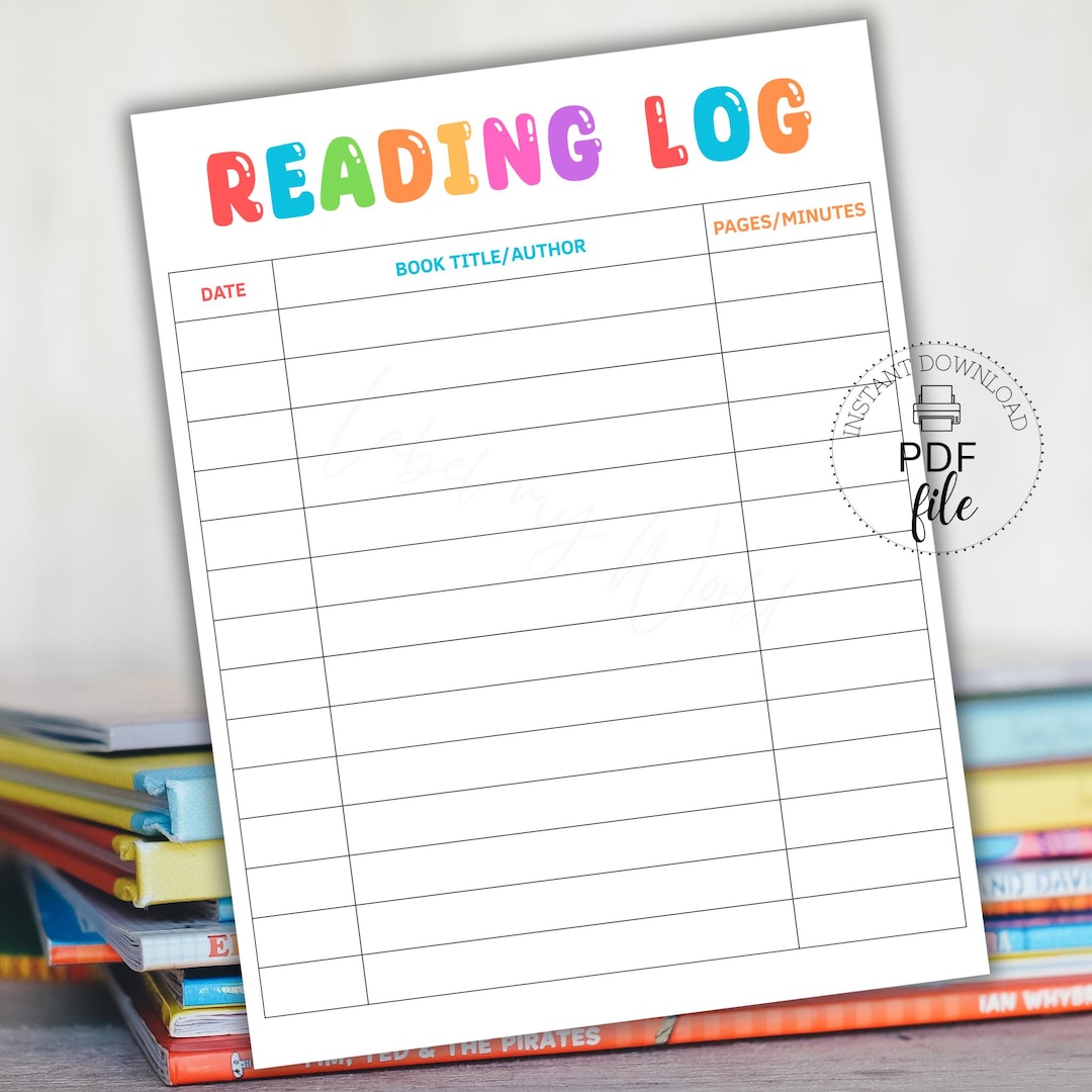 Printable Reading Log for Kids, Colorful Reading Chart, Kids Book ...
