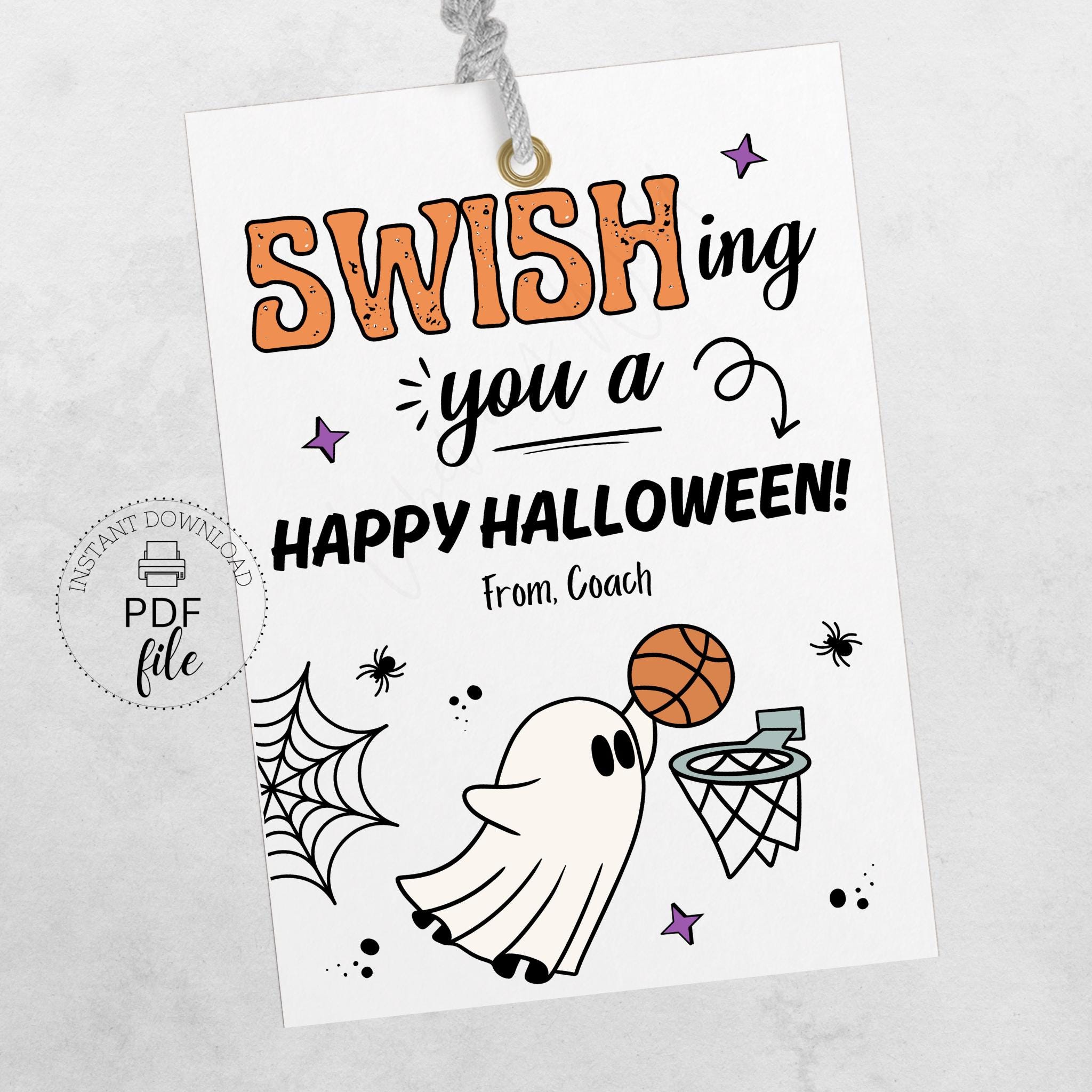Swish-ing You a Happy Halloween Gift Tag, Basketball Team Game Day ...