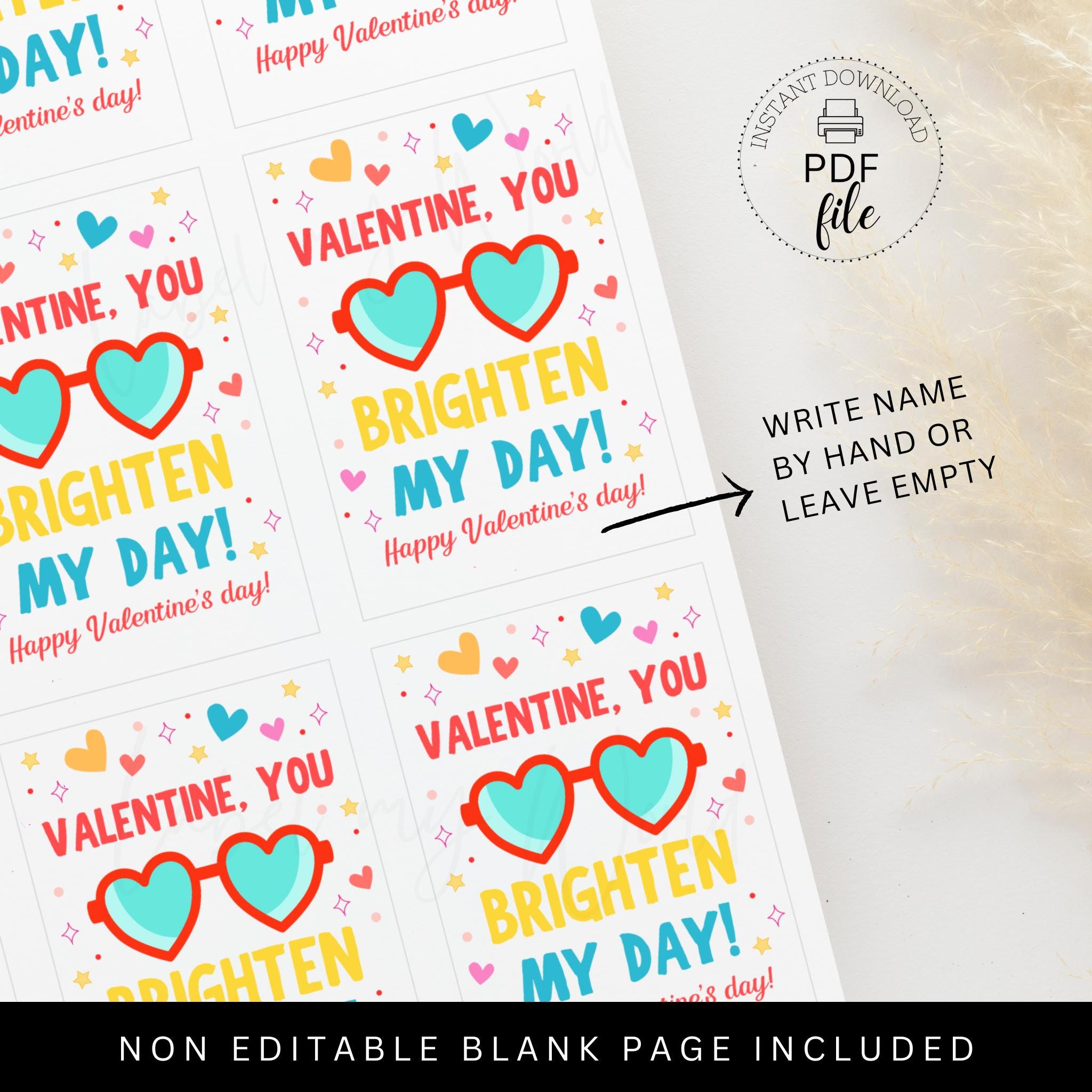 Printable Heart Sunglasses Valentine Gift Tag, Personalized You ...
