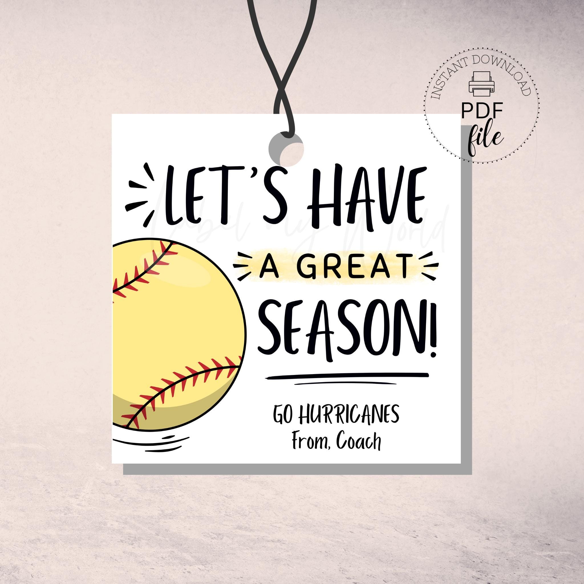 Printable Softball Season Gift Tag, Let's Have a Great Season ...