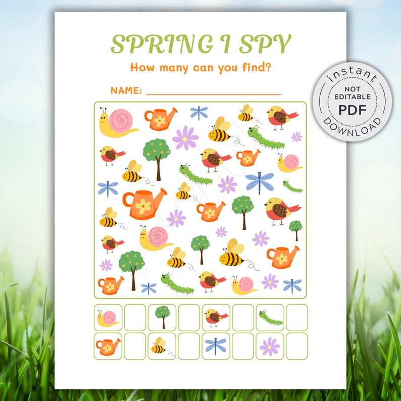 Spring I Spy Game, Printable How Many Can You Find Classroom Activity ...