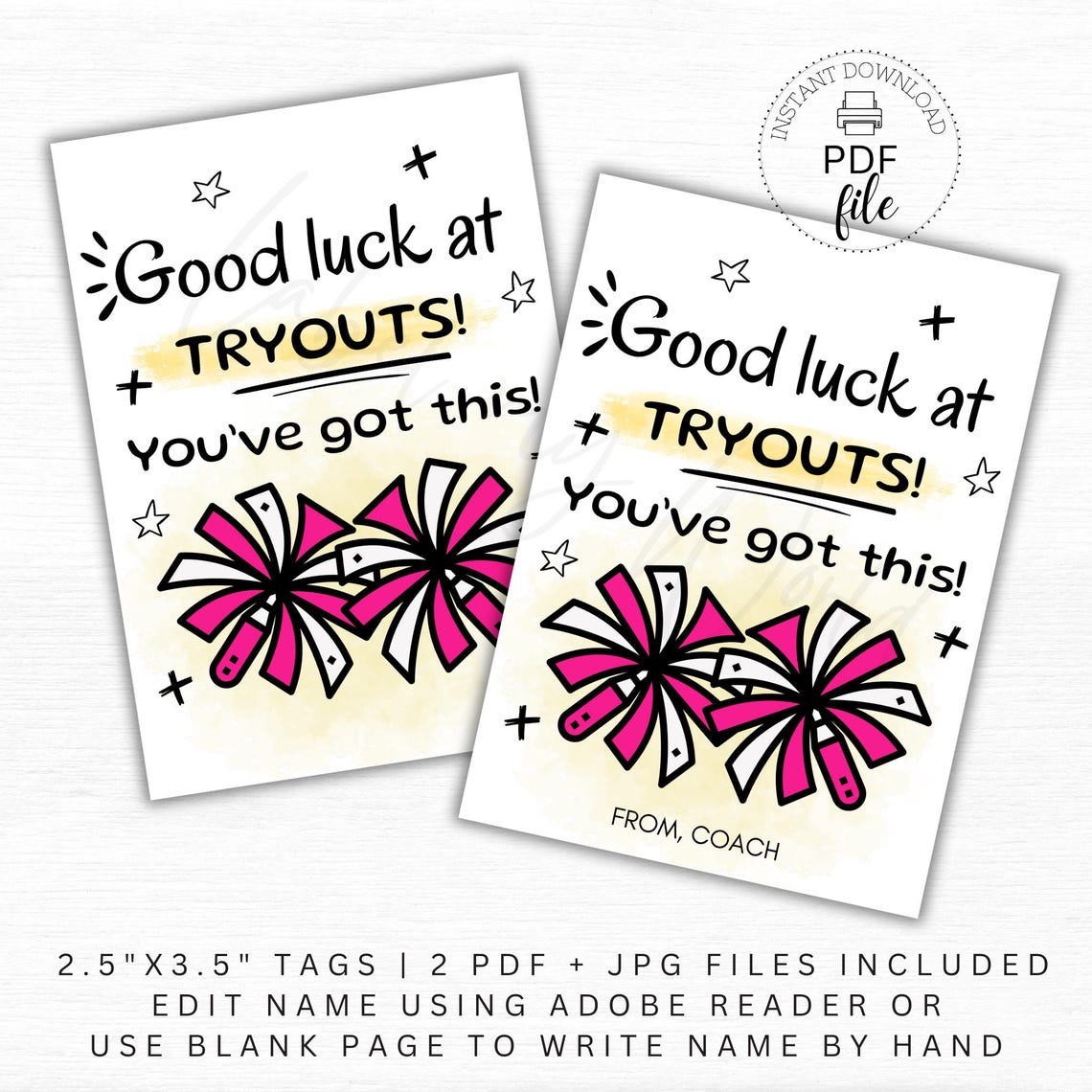 Printable Good Luck at Tryouts Dance/gymnastics/cheer Team Treat Tag ...