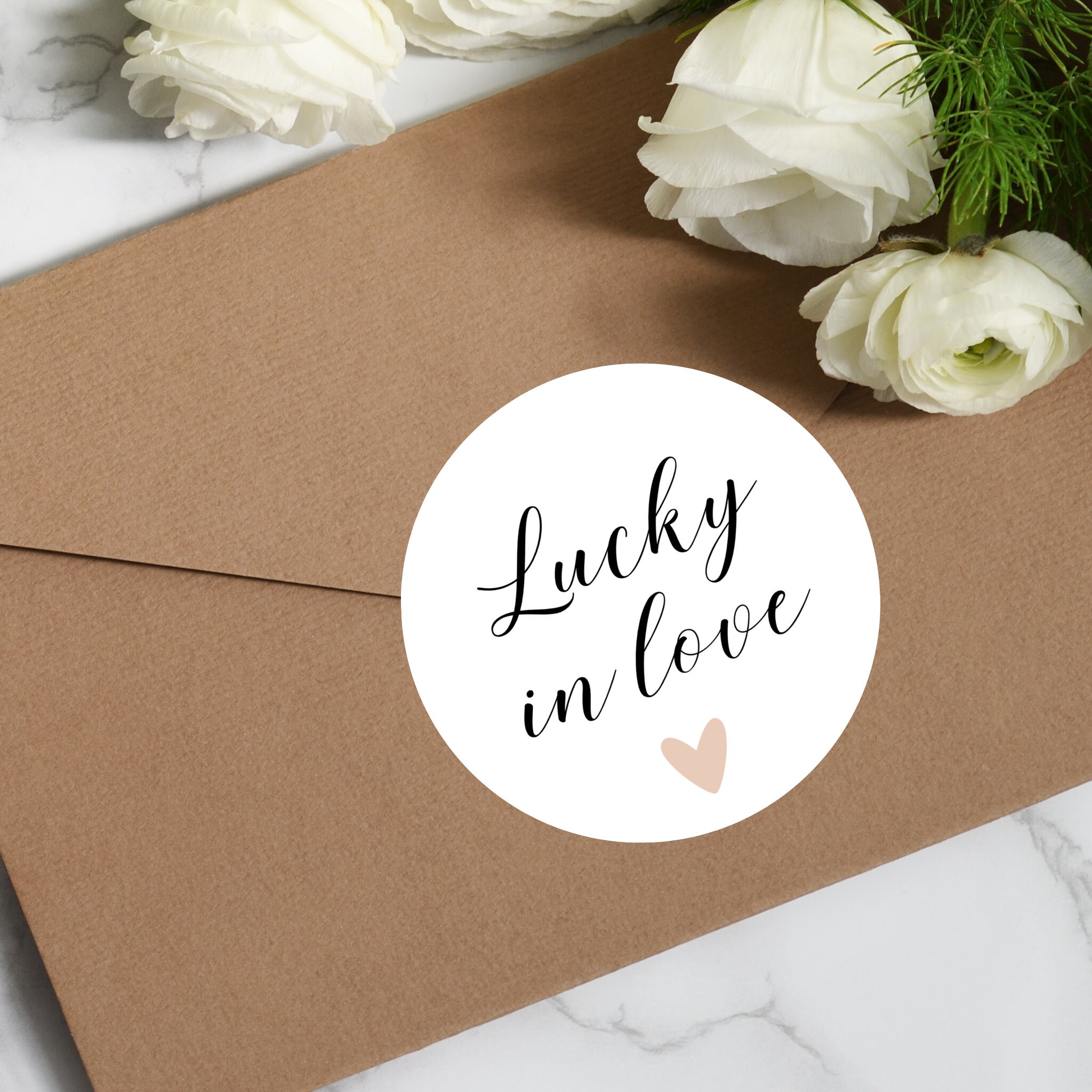 Lucky in Love Round Labels | Printable 2" & 3" Stickers | Round Wedding ...