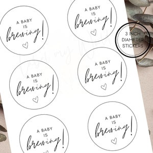 A Baby is Brewing! Labels | Printable Baby Shower Favor Round Gift Tags ...