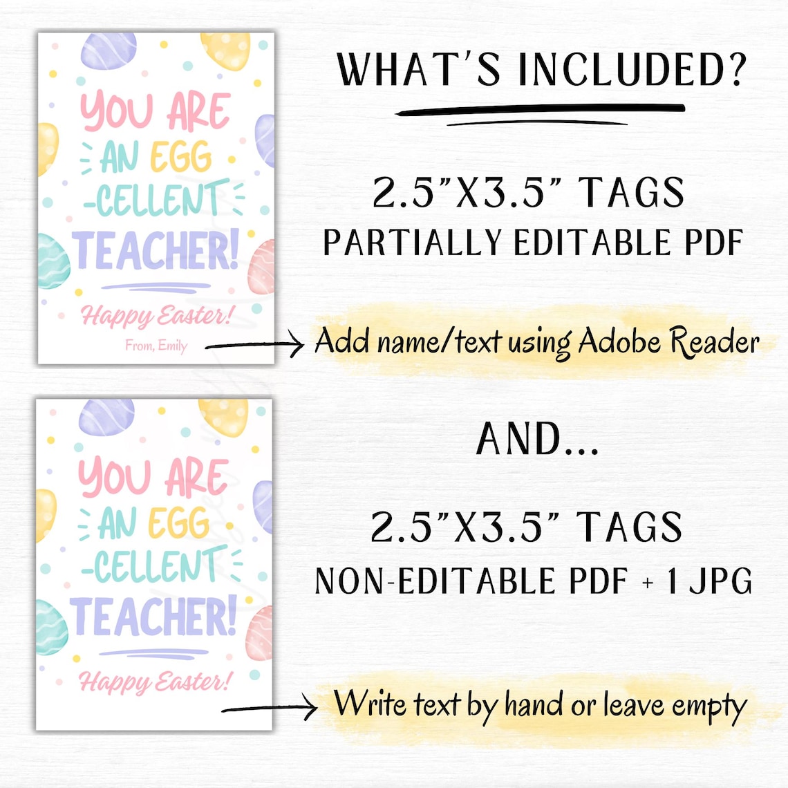 Printable You Are an Egg-cellent Teacher Gift Tag, Personalized Happy ...