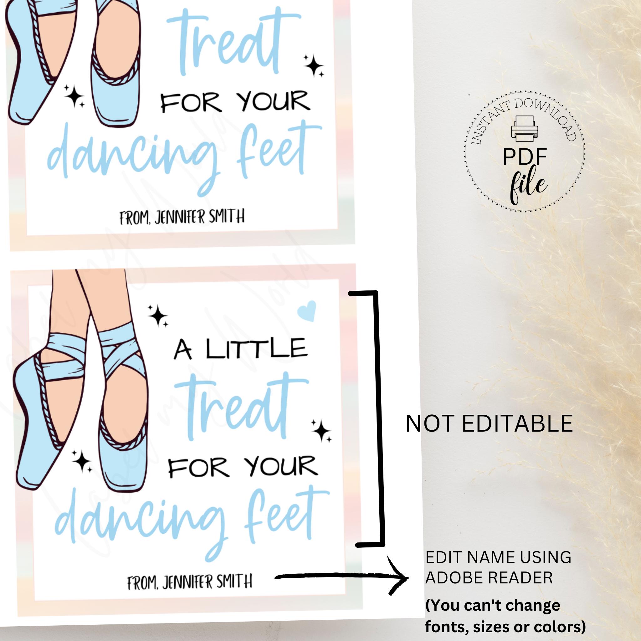 Printable Ballet Dancer Gift Tag, A Little Treat for Your Dancing Feet ...