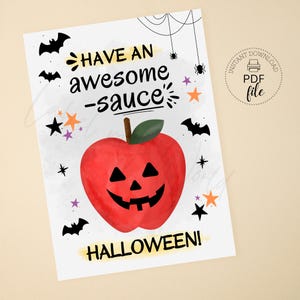 Printable Applesauce Halloween Treat Tag, School/teacher/classroom ...