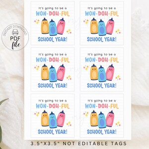 Printable Back to School Play Dough Gift Tag, It's Going to Be a Won ...