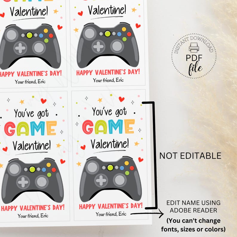 Printable Valentine Video Game Gift Tag, Personalized You've Got Game ...