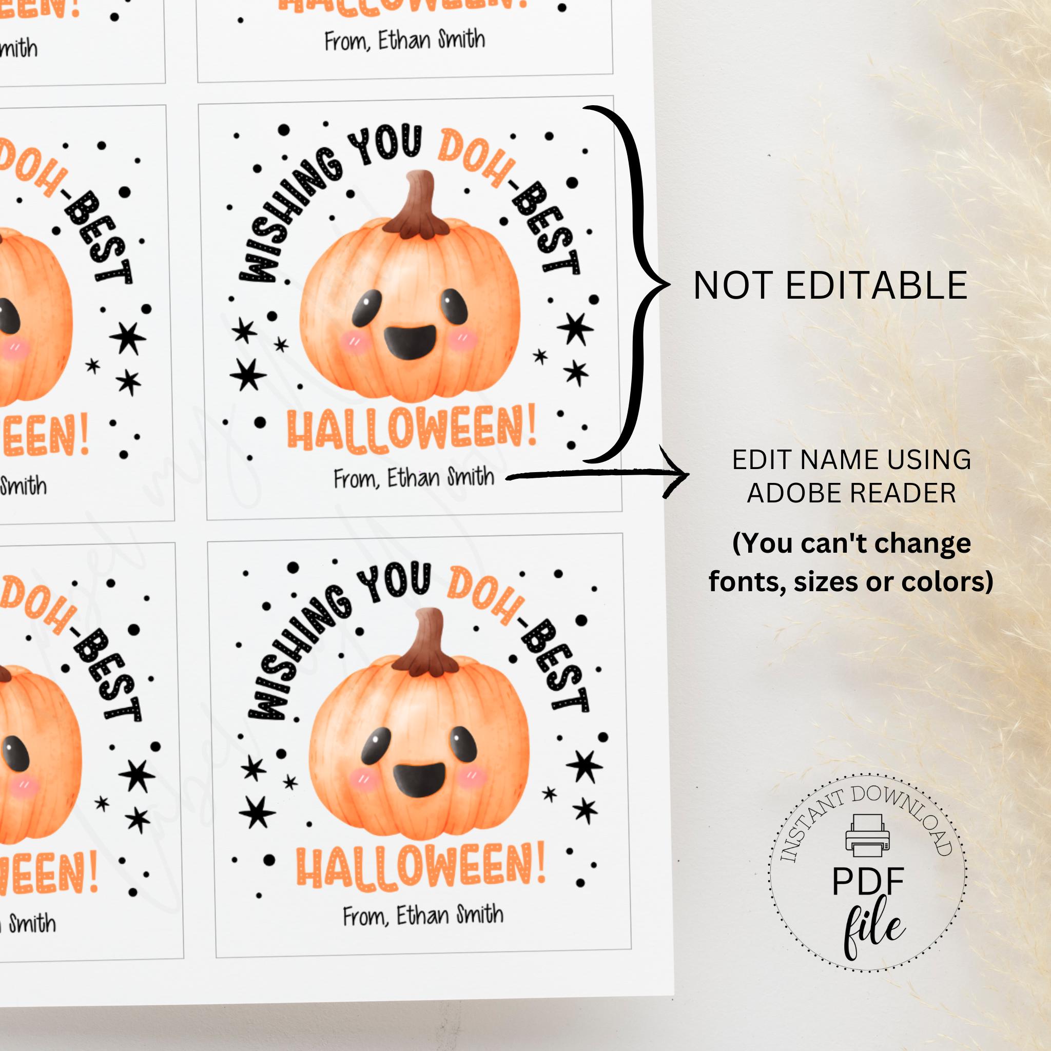 Printable Playdough Halloween Tag, Wishing You Doh-best Halloween ...