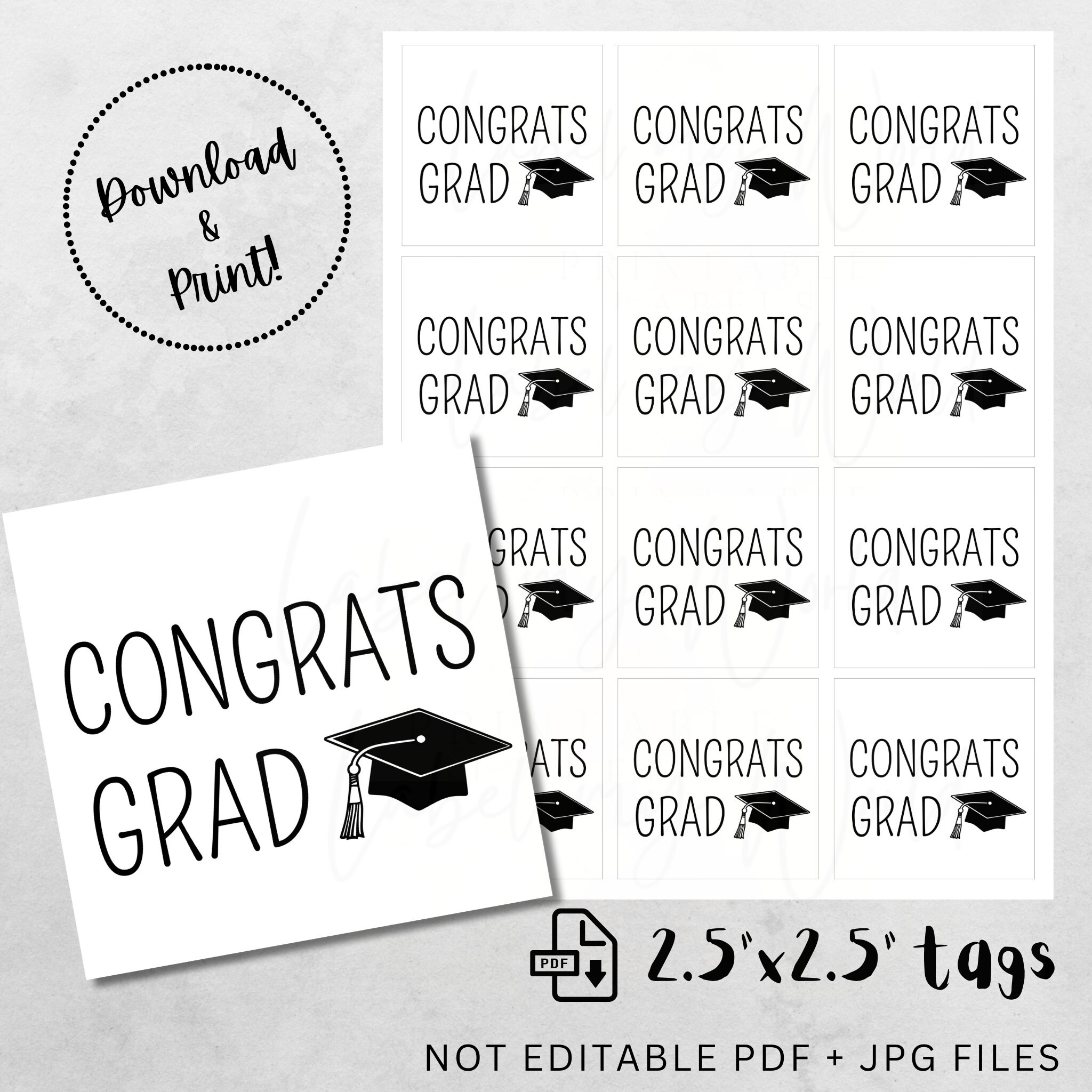 Congrats Grad Gift Tag | Printable Graduation Party Favor Tag Template ...