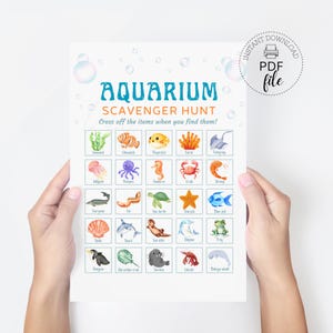 Printable Aquarium Scavenger Hunt, Aquarium Field Trip Treasure Hunt ...