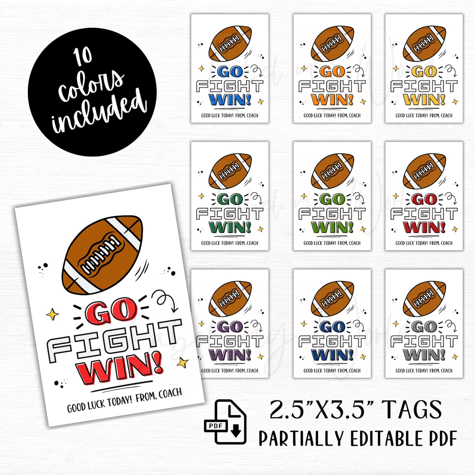 Printable Football Game Day Snacks Tag, Go Fight Win Treat Tags, 10 ...